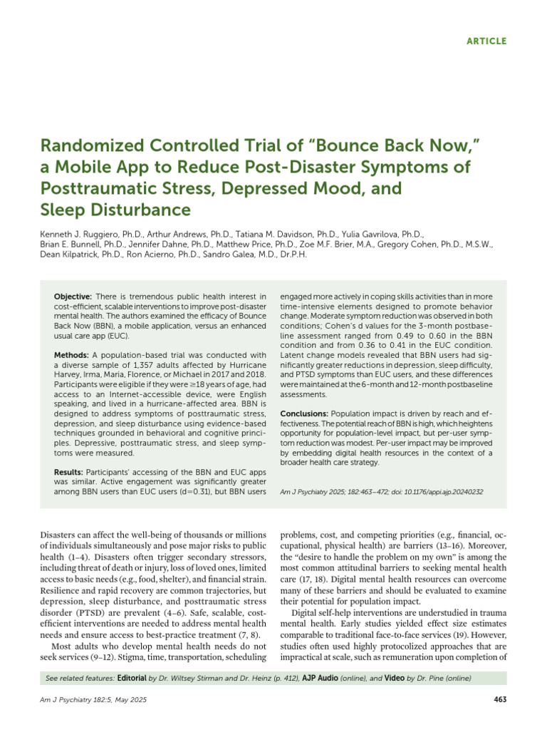 2025-Bouncebacknow app-RCT | PDF | Mental Health | Major Depressive Disorder