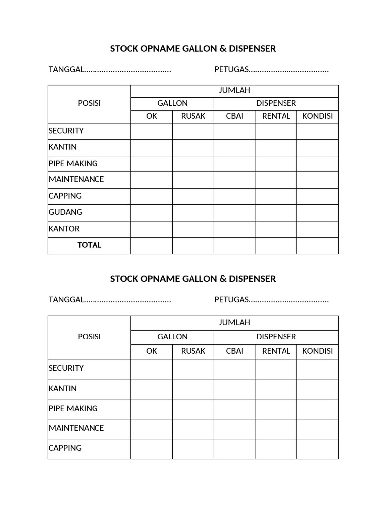 Form So Galon & Dispenser | PDF