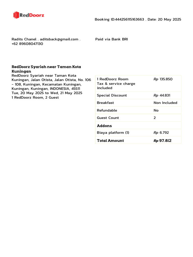 Booking Invoice | PDF