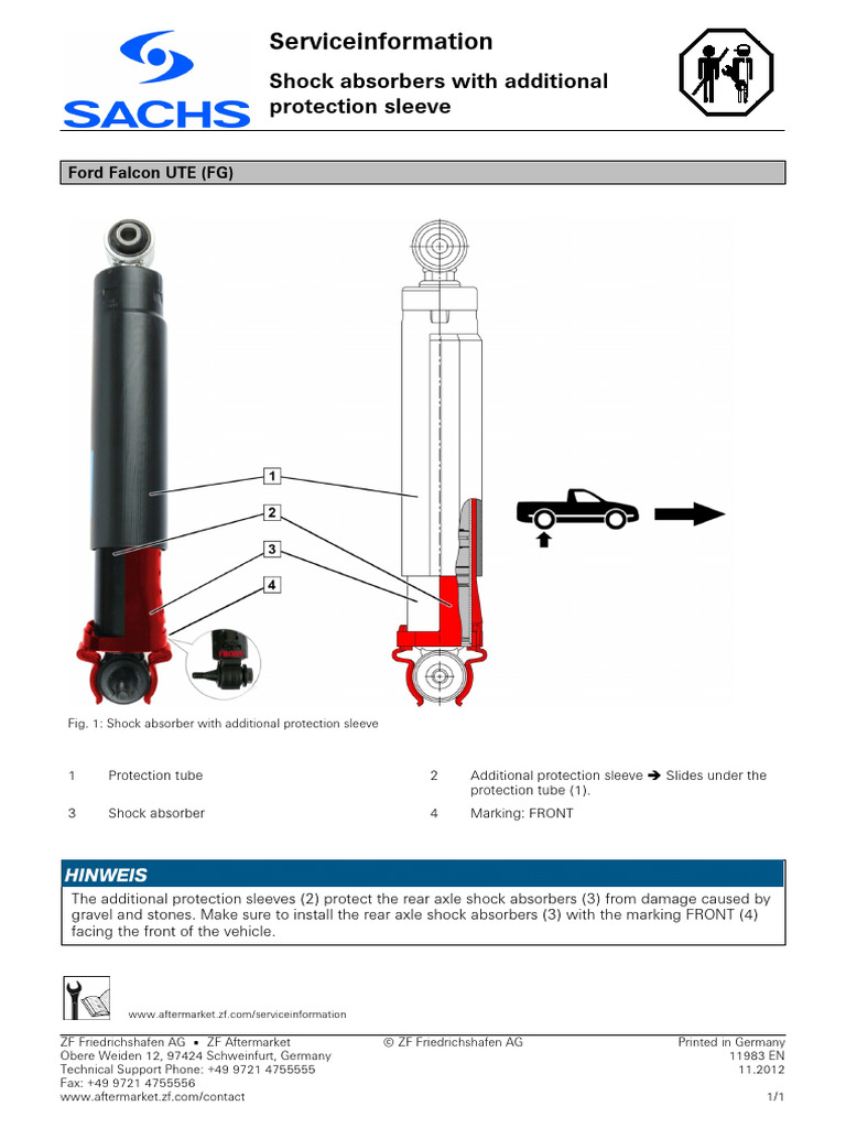 Serviceinformation: Shock Absorbers With Additional Protection Sleeve | PDF
