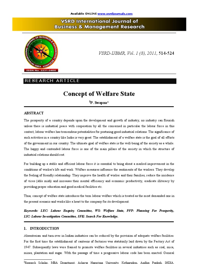 Concept of Welfare State in India | PDF