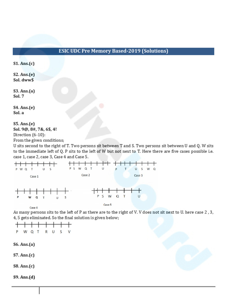 Formatted ESIC UDC Pre Memory Based 2019 Solutions | PDF
