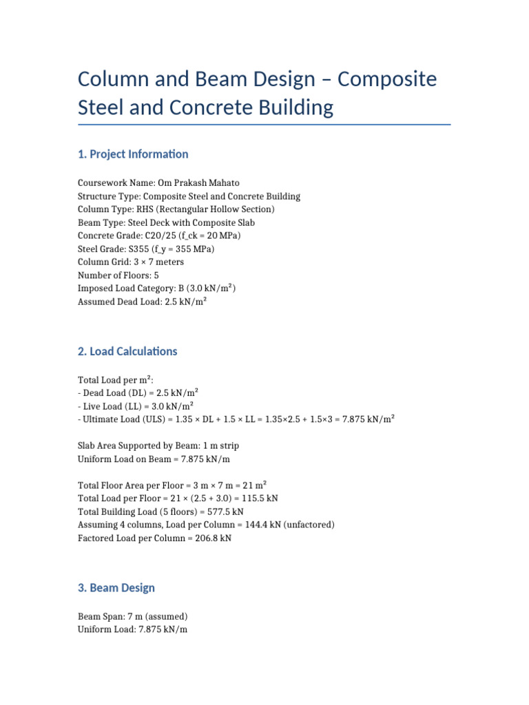 Updated Column Beam Design Om Prakash Mahato | PDF | Beam (Structure ...