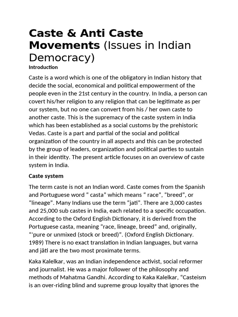 Caste & Anti Caste Movements | PDF | Caste