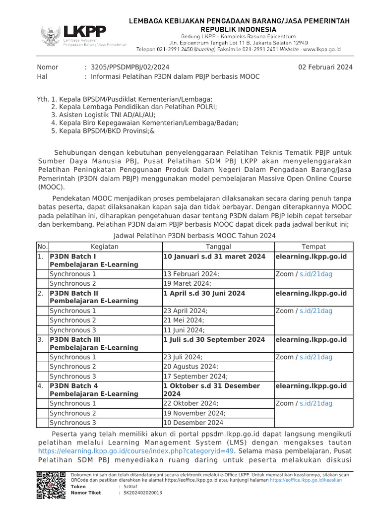 Informasi Pelatihan P3DN Dalam PBJP Berbasis MOOC | PDF