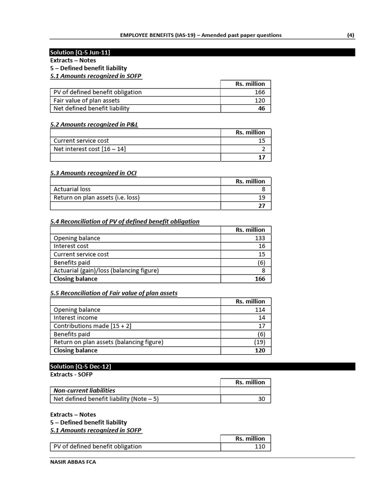 IAS-19 Employee Benefits Past Paper Solutions | PDF | Defined Benefit ...