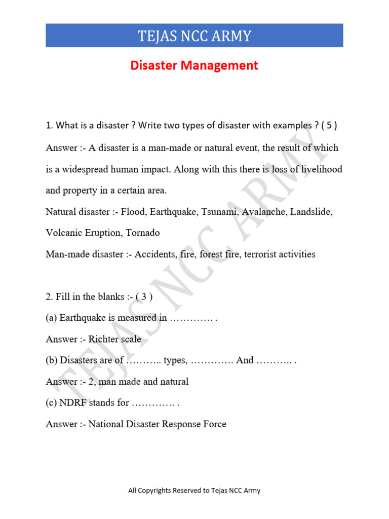 Disaster Management and NCC Contributions | PDF | Natural Disasters | Fires