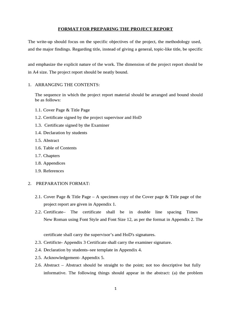 Project Report Format - With Co-Supervisor | PDF | Table Of Contents ...