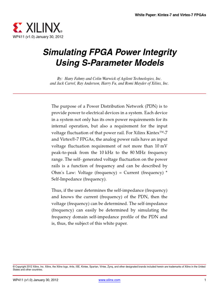 Simulating FPGA Power Integrity | PDF | Electrical Network | Capacitor