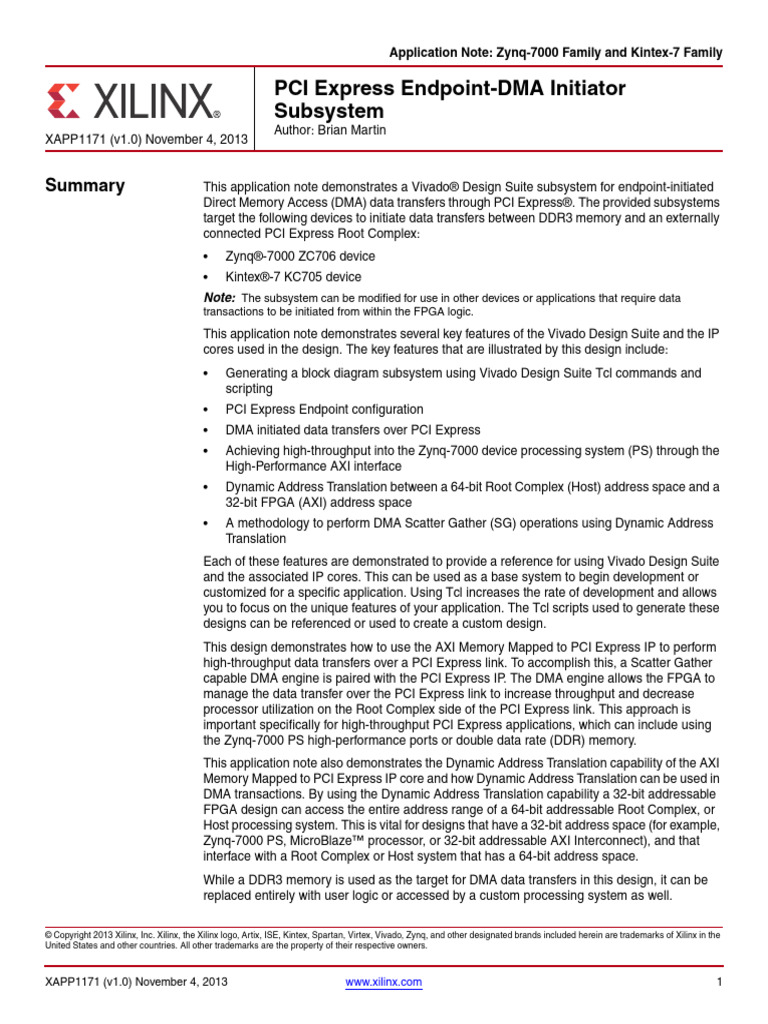 Xapp1171 Pcie Central Dma Subsystem | PDF | Field Programmable Gate Array | 64 Bit Computing