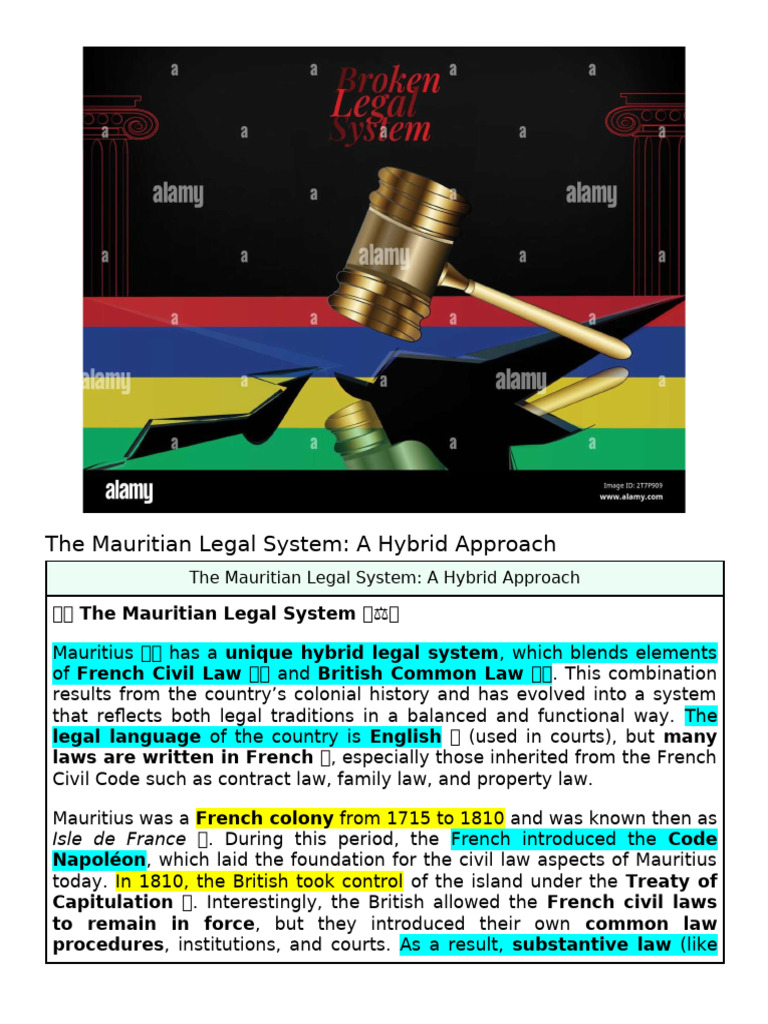 Mauritius' Hybrid Legal System Explained | PDF | Common Law | Mauritius