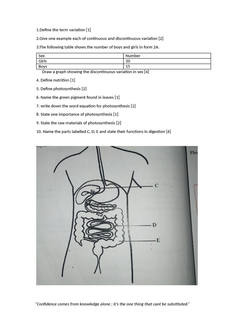 Combined Science End of Term Form 2 | PDF