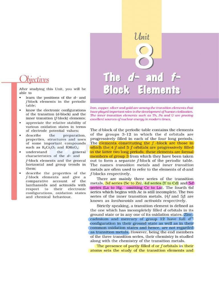 D and F Block - Highlighted NCERT | PDF