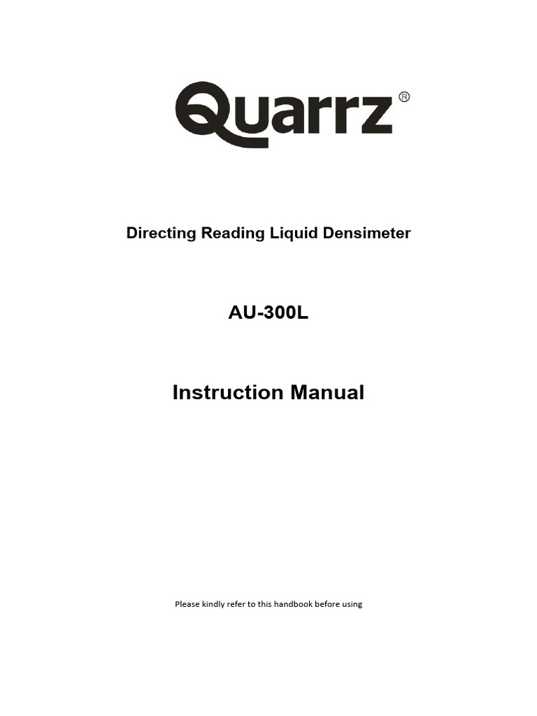 AU-300L Liquid Densimeter Manual | PDF | Temperature | Density