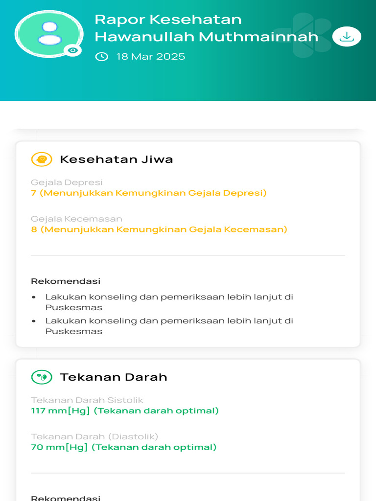 Rapor Kesehatan | PDF