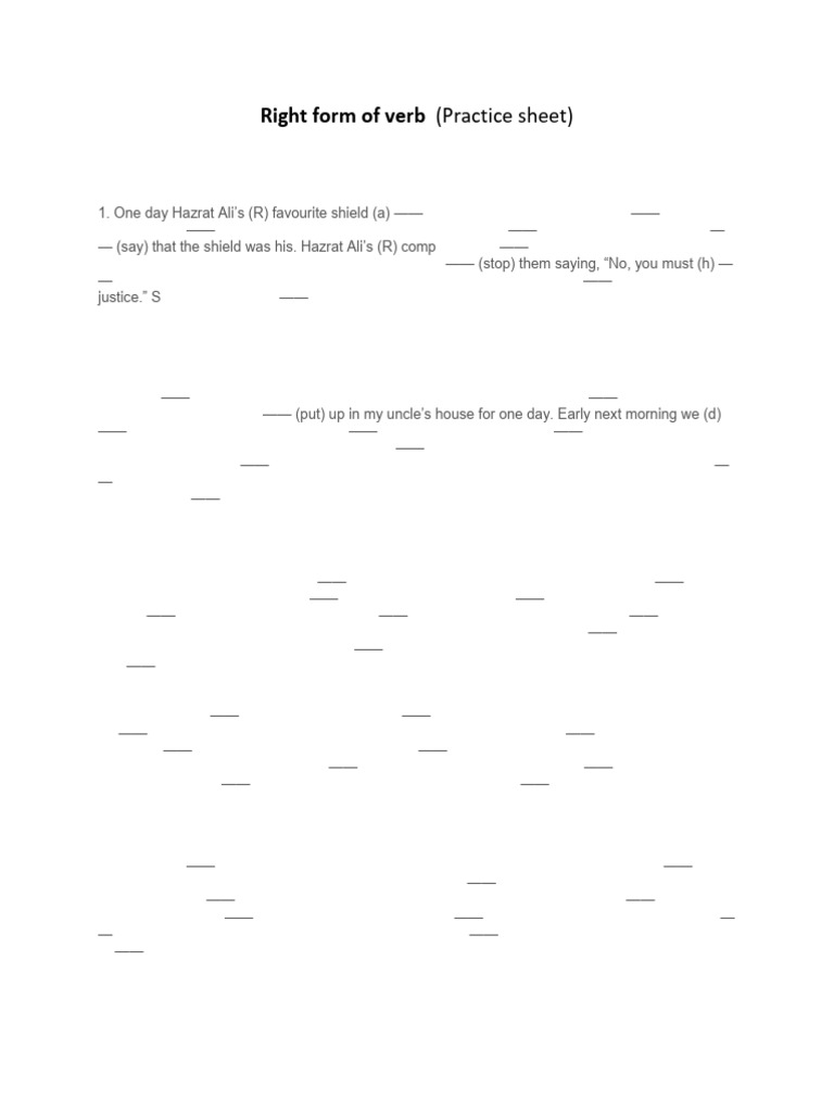 Right Form of Verb HSC Practice With Answer | PDF