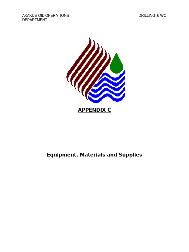 Appendix C - Equipment Materials and Supplies v1 | PDF | Pipe (Fluid Conveyance) | Casing (Borehole)