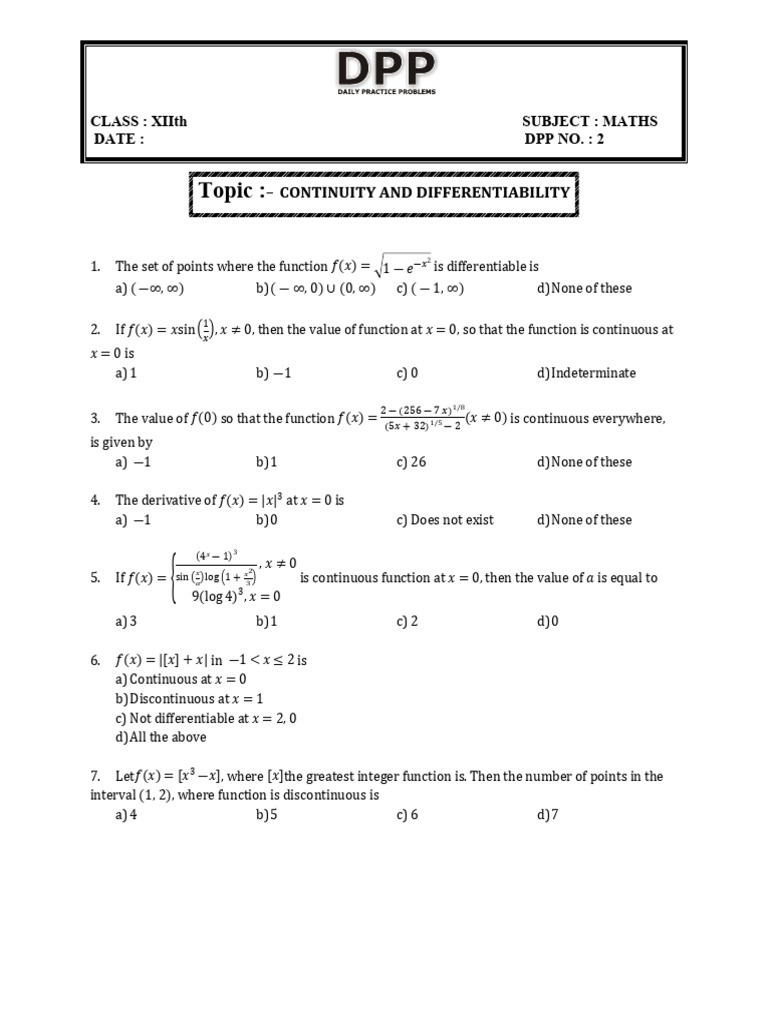 Continuity and Differentiability Q 2 | PDF | Mathematical Objects | Mathematical Concepts