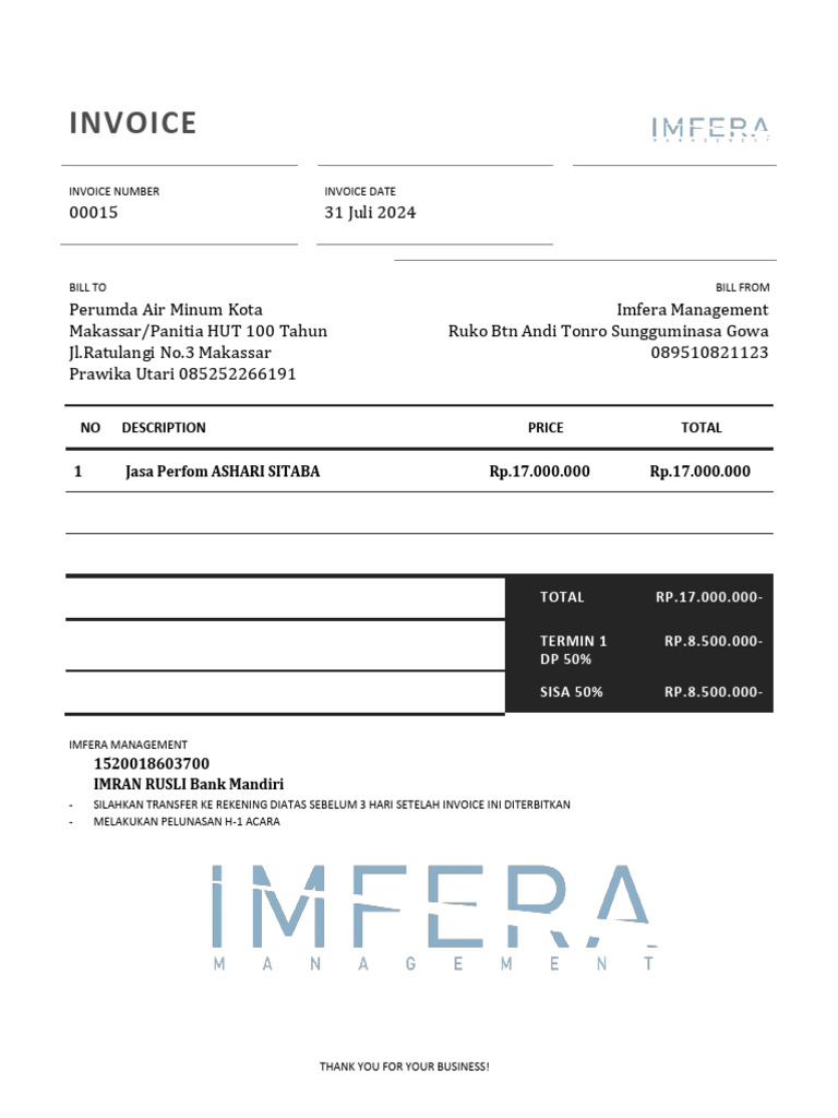 Invoice Termin 1 Pdam | PDF