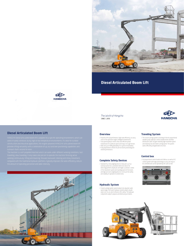 Diesel Articulated Boom Lift Overview | PDF | Elevator | Automation
