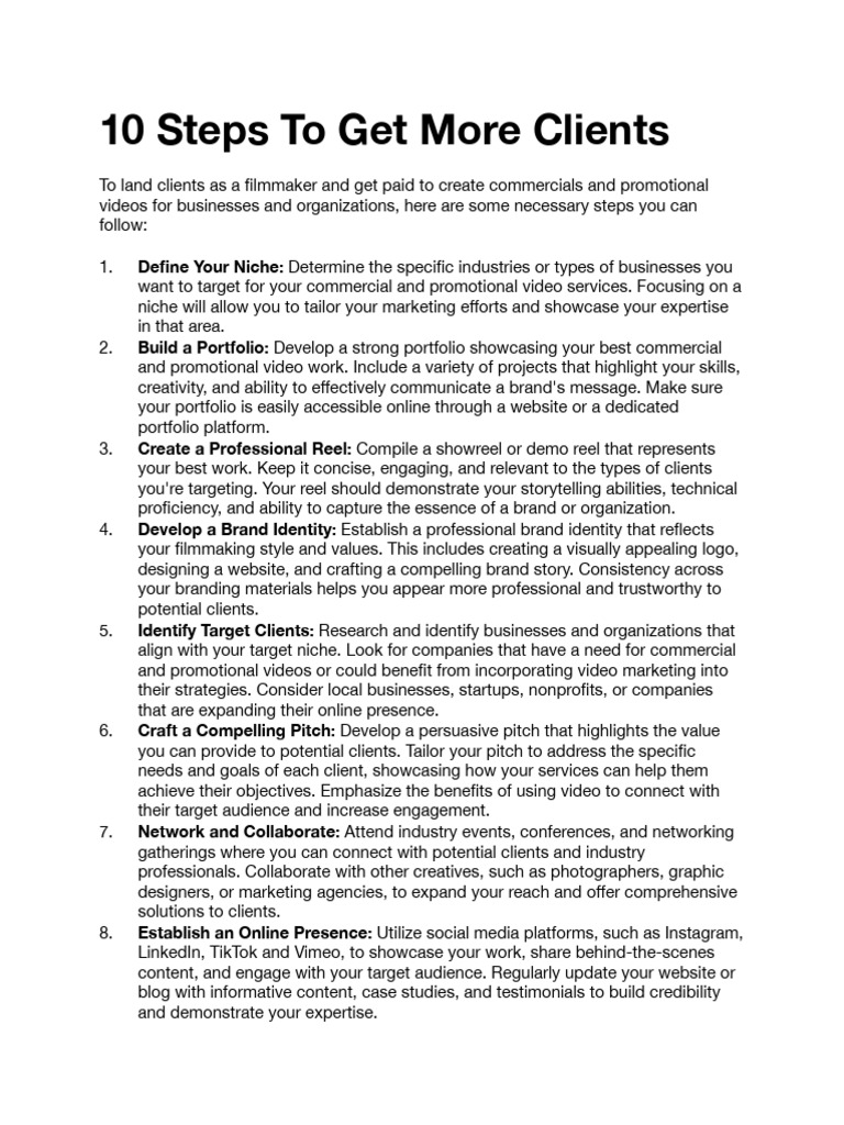 10 Steps to Attract Film Clients | PDF | Brand | Marketing