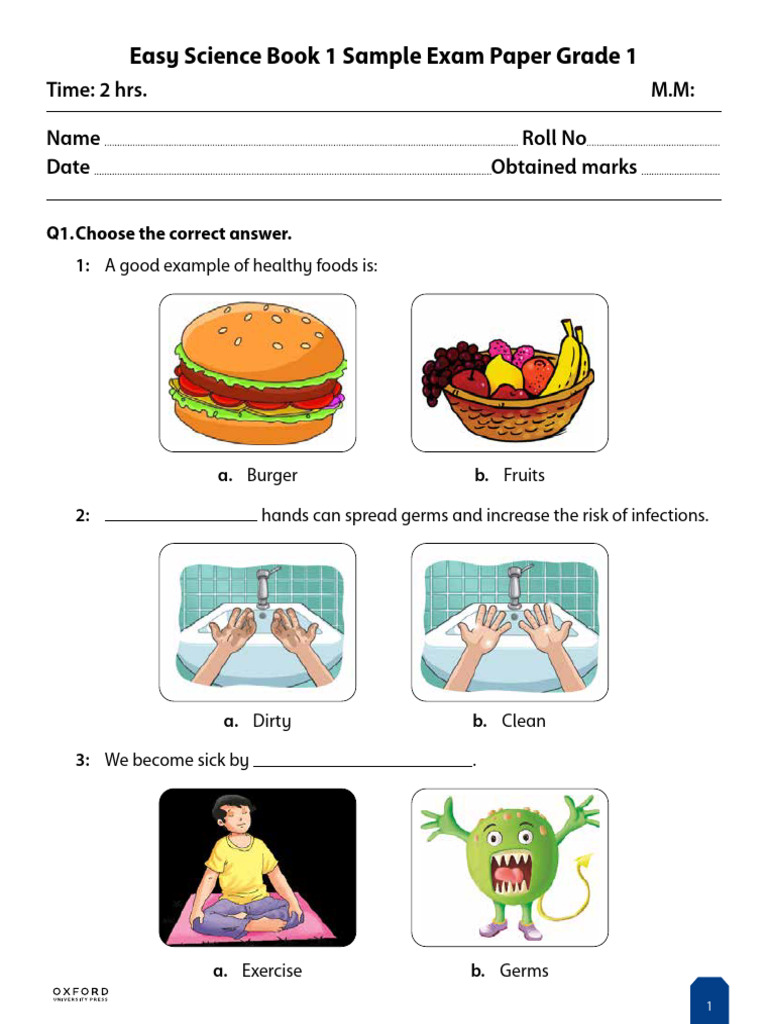 Grade 1 Science Exam Sample Paper | PDF | Planets | Astronomical Objects