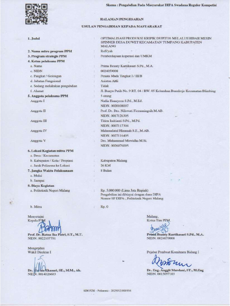 Lembar Pengesahan PPM - Prima Lengkap | PDF