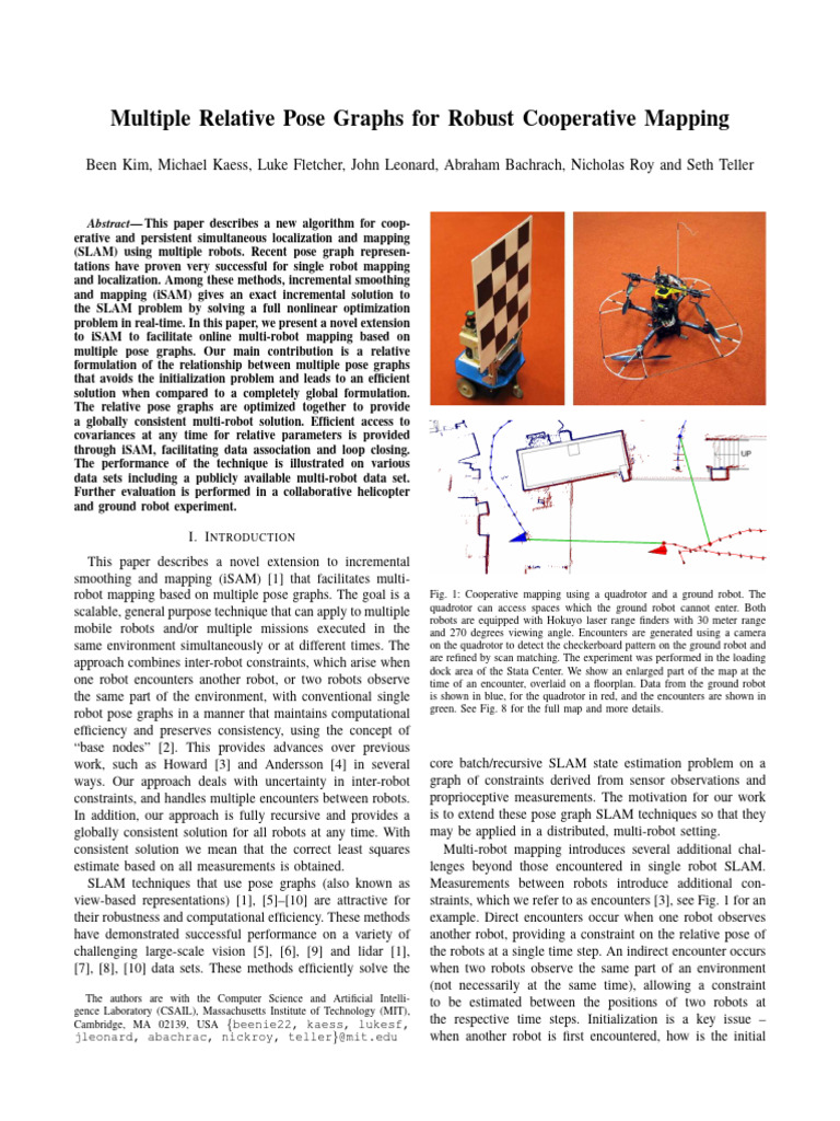 Multiple Relative Pose Graphs For Robust Cooperative Mapping | PDF ...
