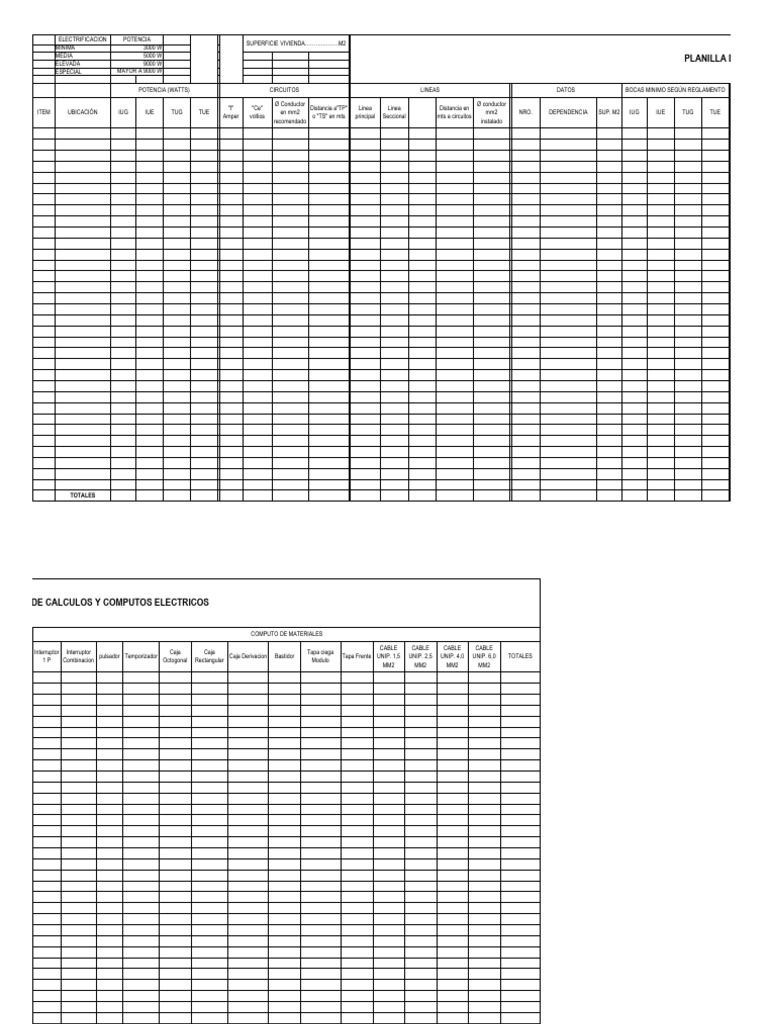 Planilla calculos | PDF | Ingenieria Eléctrica | Electricidad