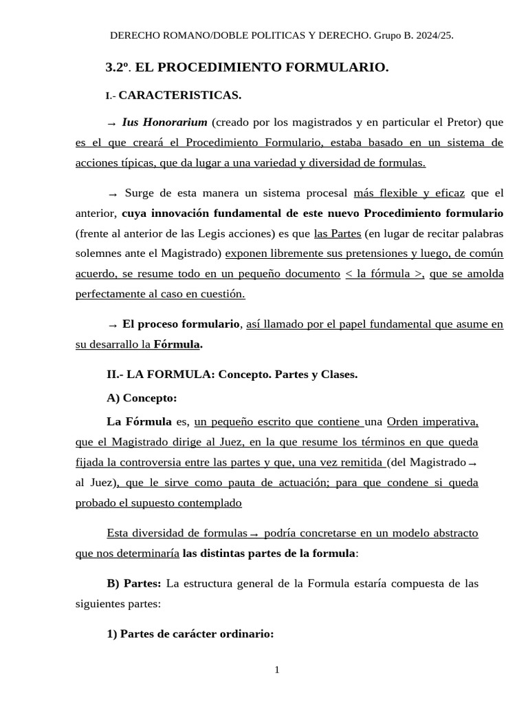 Procedimiento Formulario en Derecho Romano | PDF | Judicaturas | Roma ...