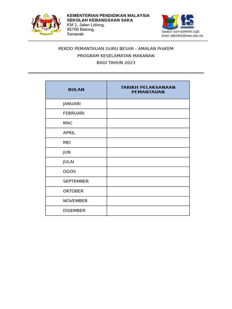 Rekod Pemantauan Prokem - GB | PDF