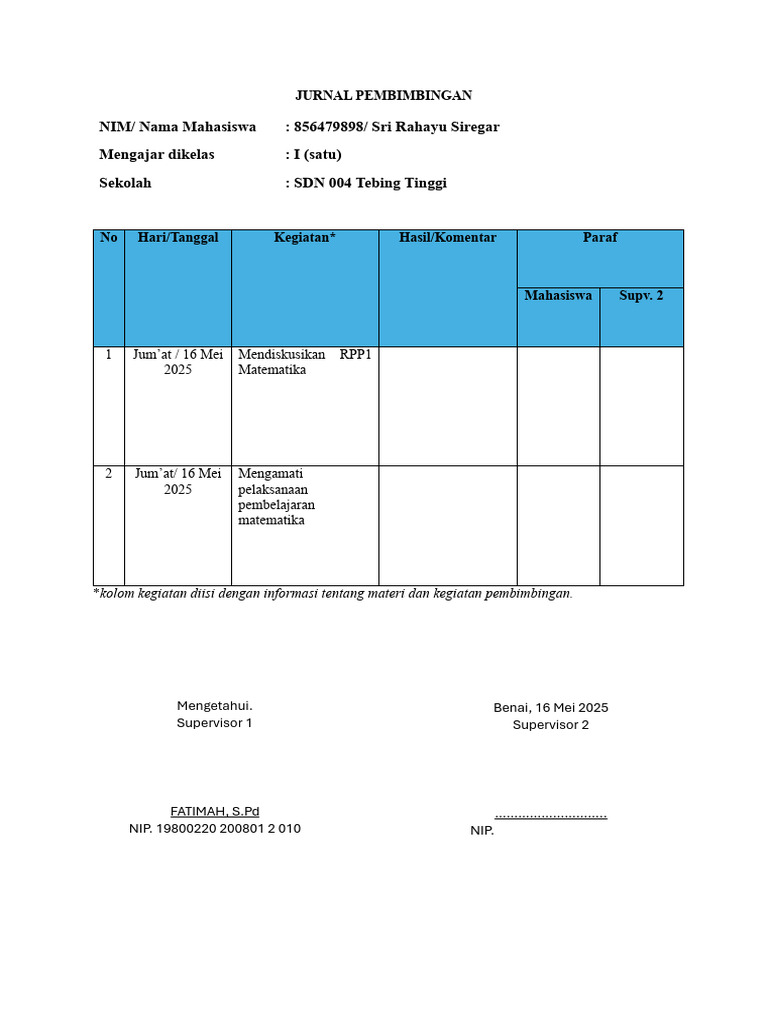 Jurnal Pembimbingan Ayu SDN 004 | PDF