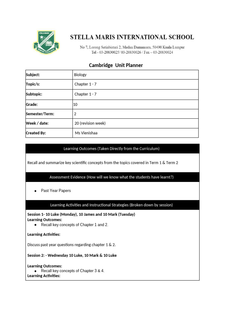 Year 10 Biology Week 20 | PDF