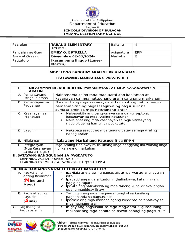 Q2-WEEK-10-and-Q3-WEEK-1-DLP-MATATAG-EPP-HE-GRADE-4 | PDF