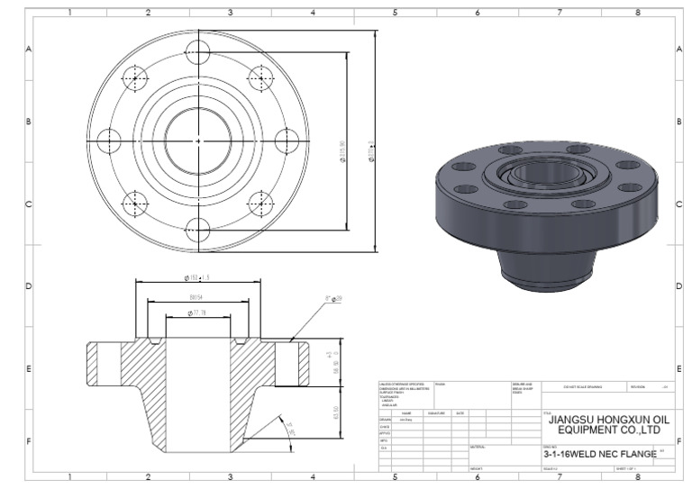 Technical Drawing for Weld Neck Flange | PDF | Mechanical Engineering