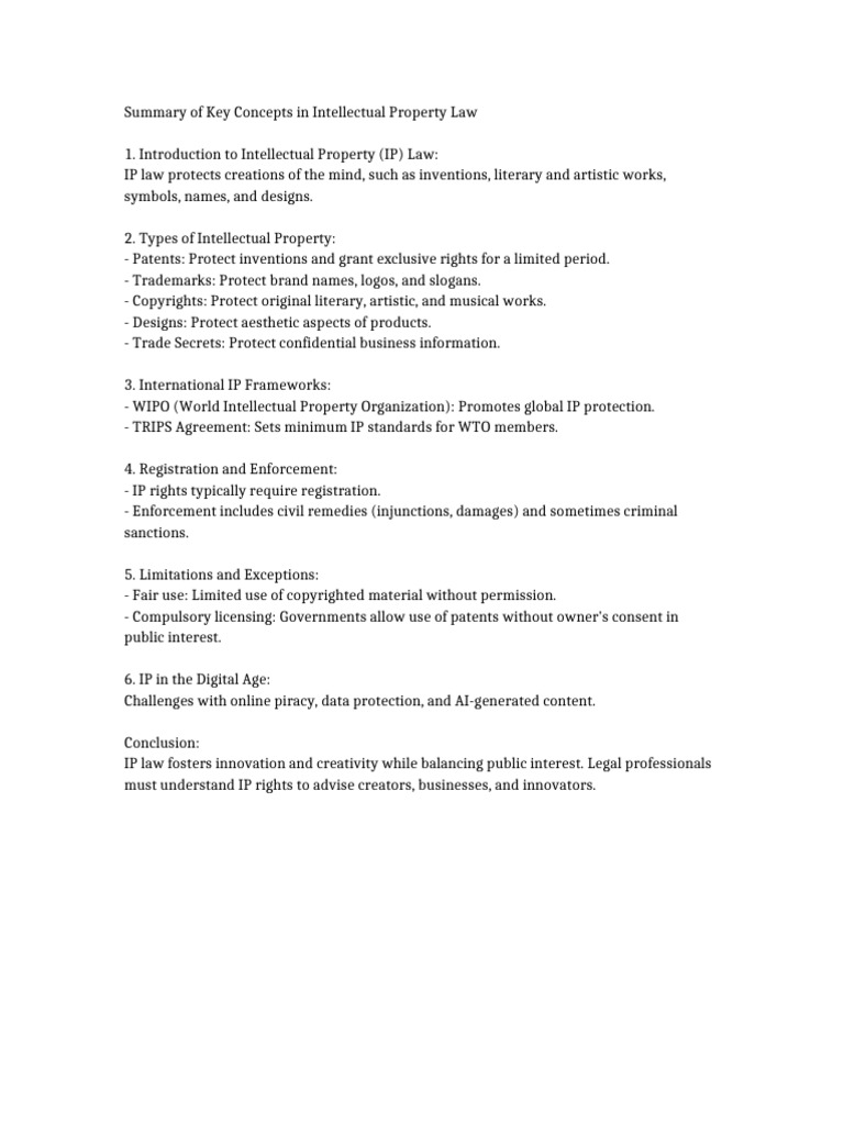 Key Concepts in Intellectual Property Law | PDF