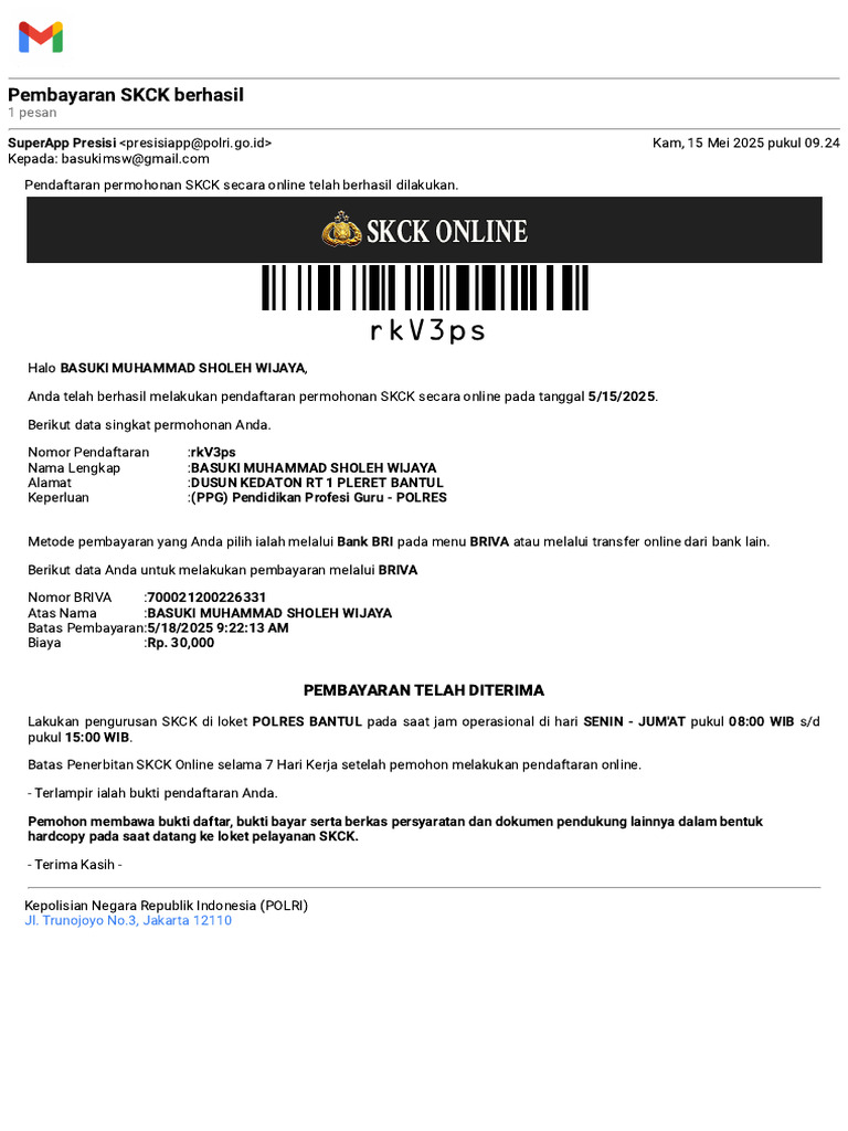 Pembayaran SKCK Online | PDF