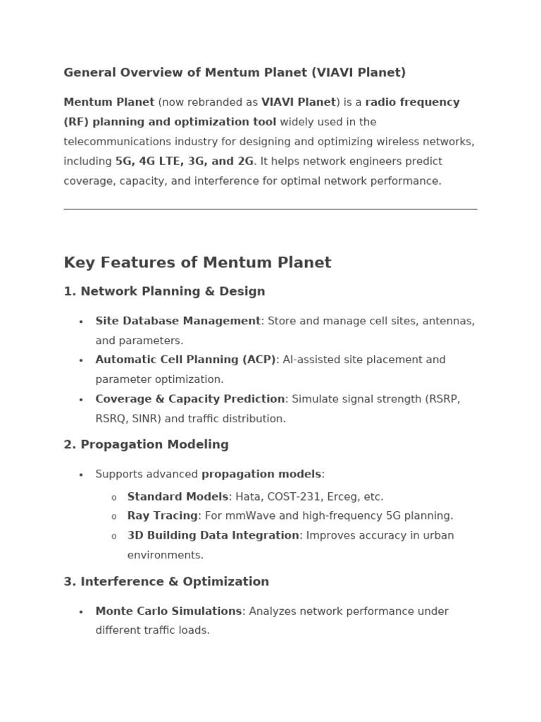 Mentum Planet: RF Planning Tool Overview | PDF | Lte (Telecommunication ...