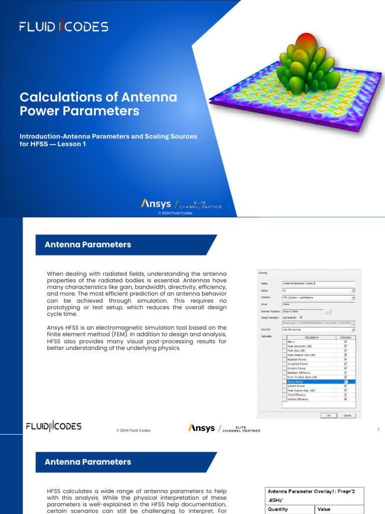 Calculations of Antenna Power Parameters - Introduction Antenna Parameters and Scaling Sources ...