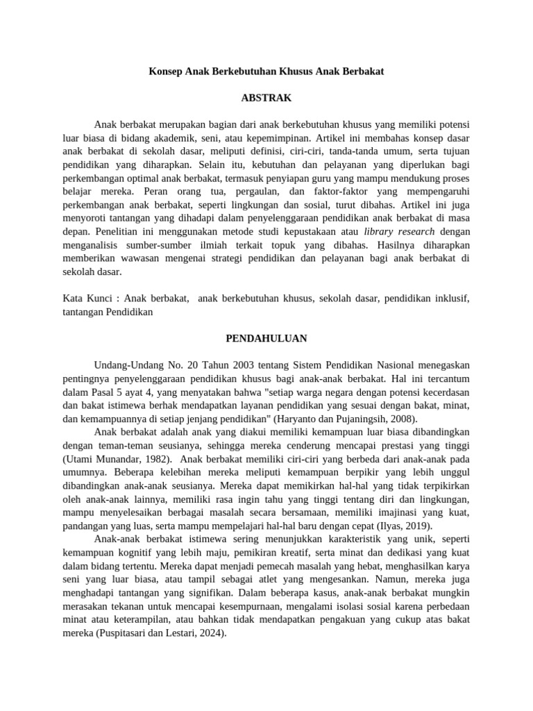 Bismillah Artikel Konsep ABK Anak Berbakat | PDF