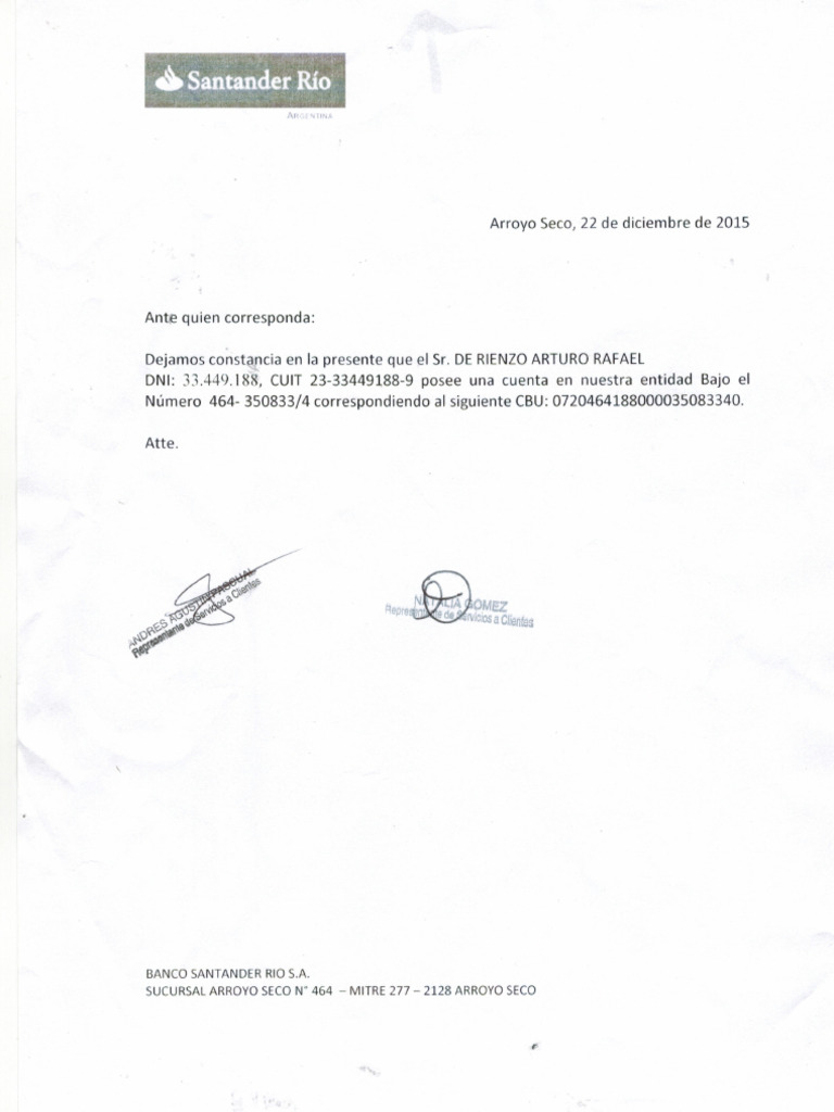 Constancia Cbu | PDF