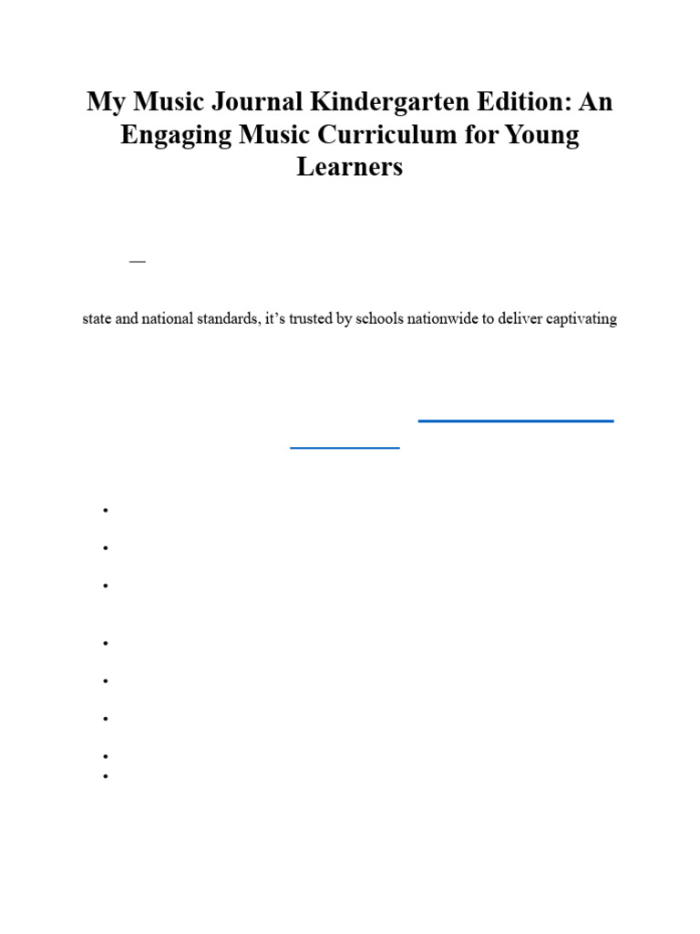 Engaging Music Curriculum for Kindergarten | PDF