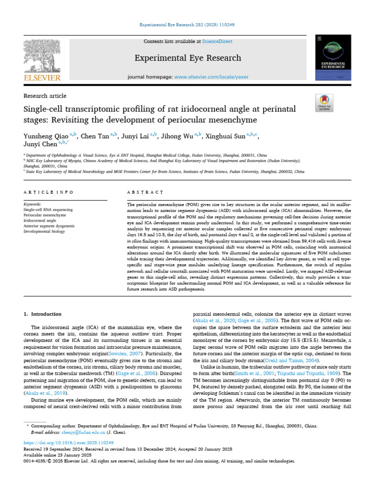 Single Cell Transcriptomic Profiling of Rat Iridocorneal Ang - 2025 ...