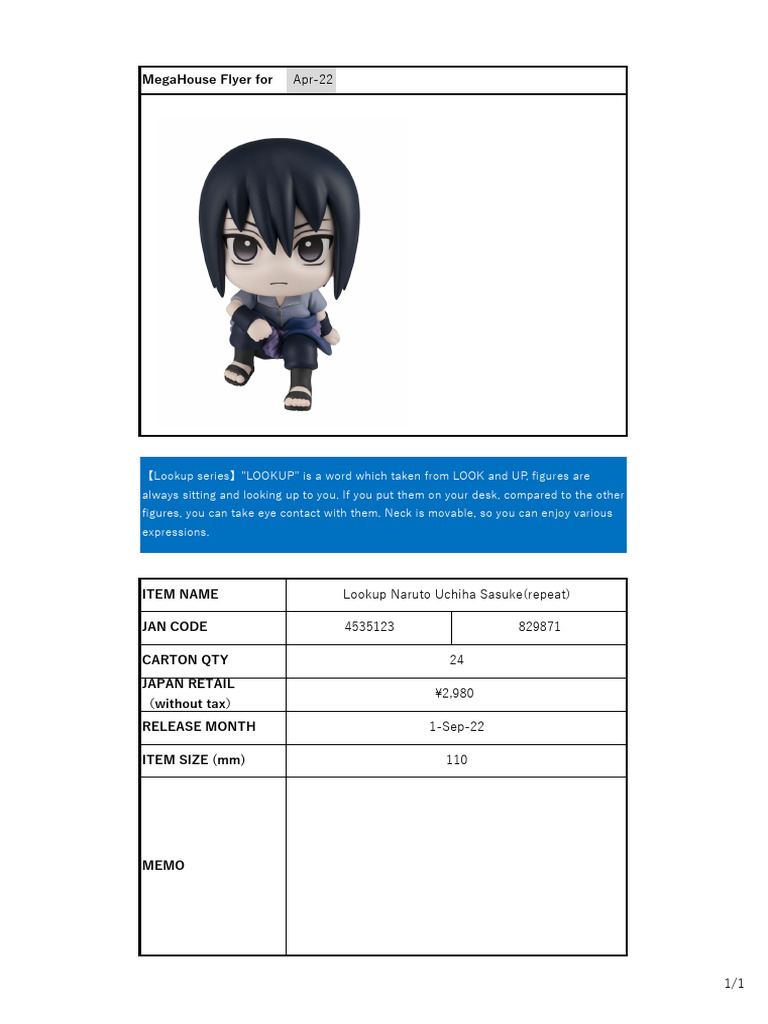 Lookup Naruto Uchiha Sasuke Figure | PDF