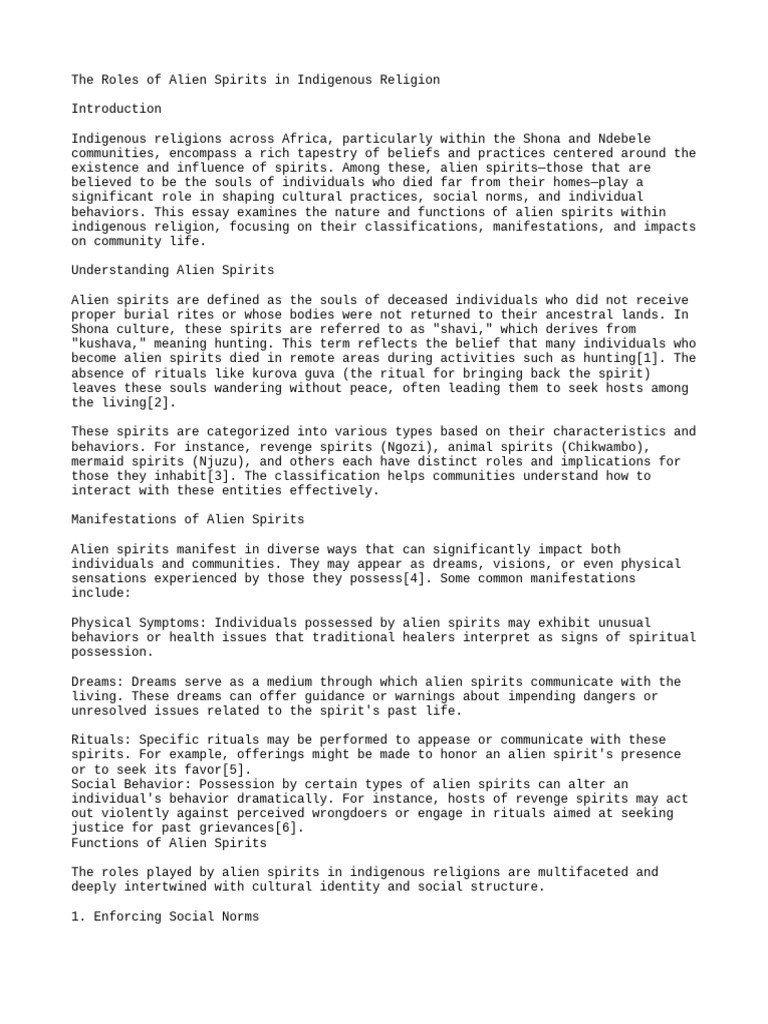 Alien Spirits in Indigenous Beliefs | PDF | Rituals | Revenge