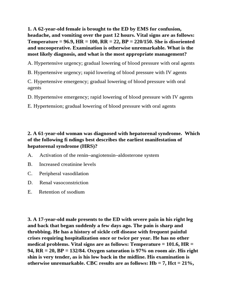 Question Paper | PDF | Hypertension | Blood Pressure