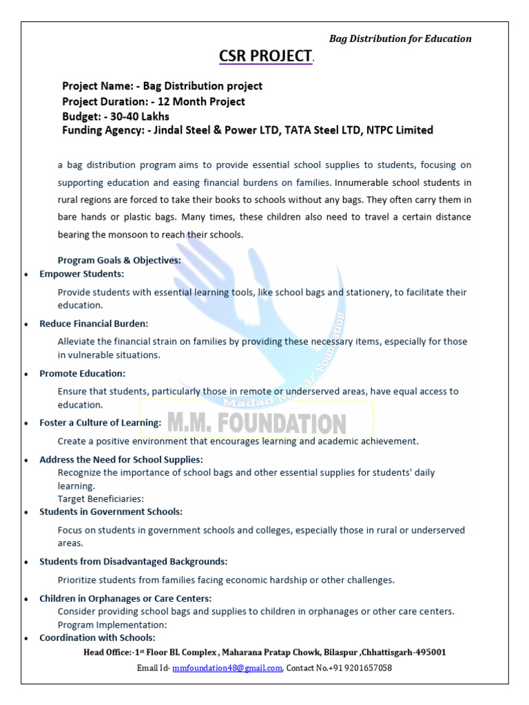 Bag Distribution project | PDF | Non Governmental Organization ...