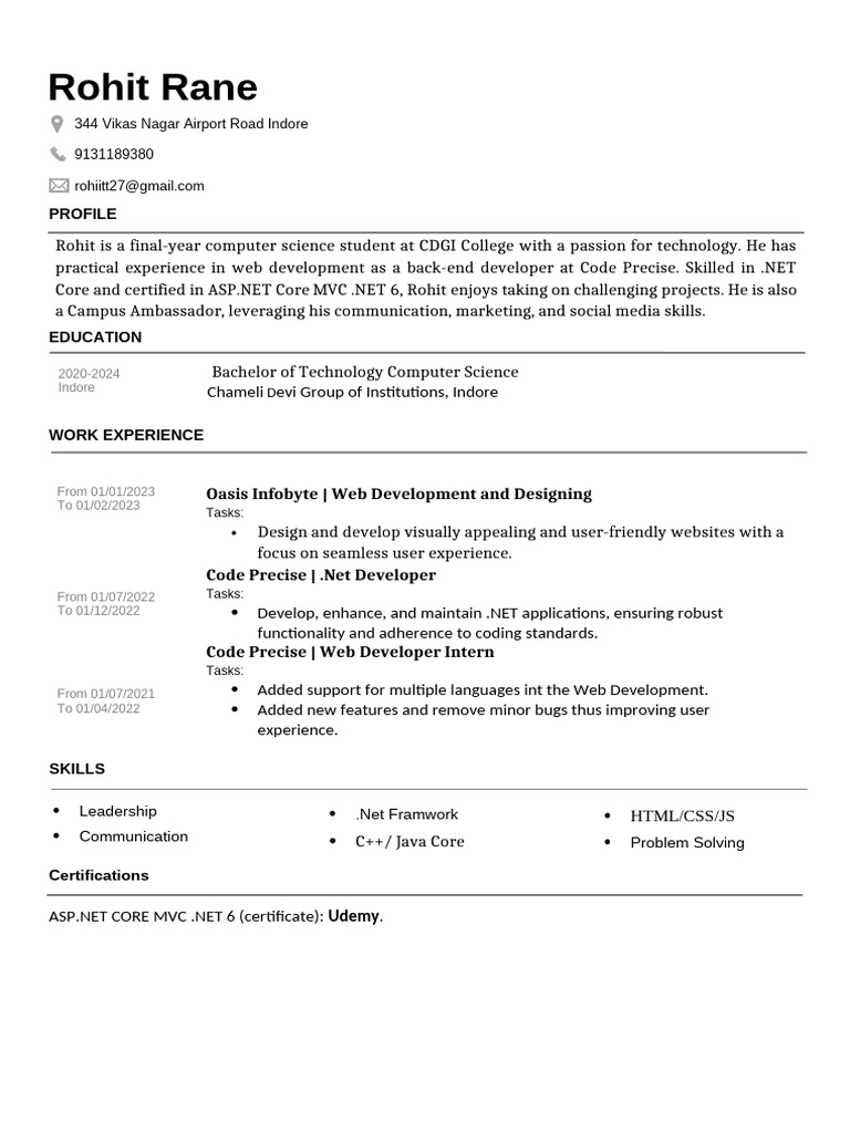 122 One Page Resume Template | PDF