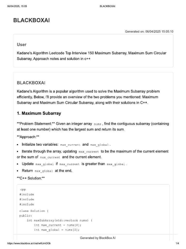 Kadane Algorithm | PDF