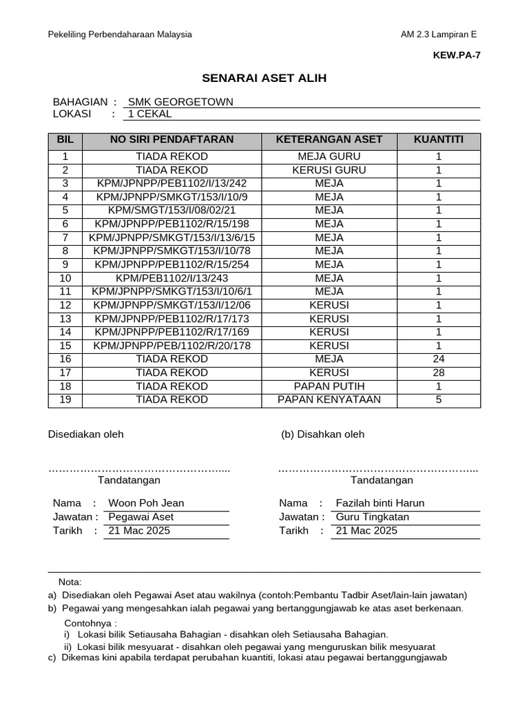 KEW - PA-7 Kosong 2025 | PDF